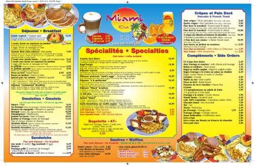 Restaurant Miami Déli menu in Montreal, Quebec H1W 1B5, Canada