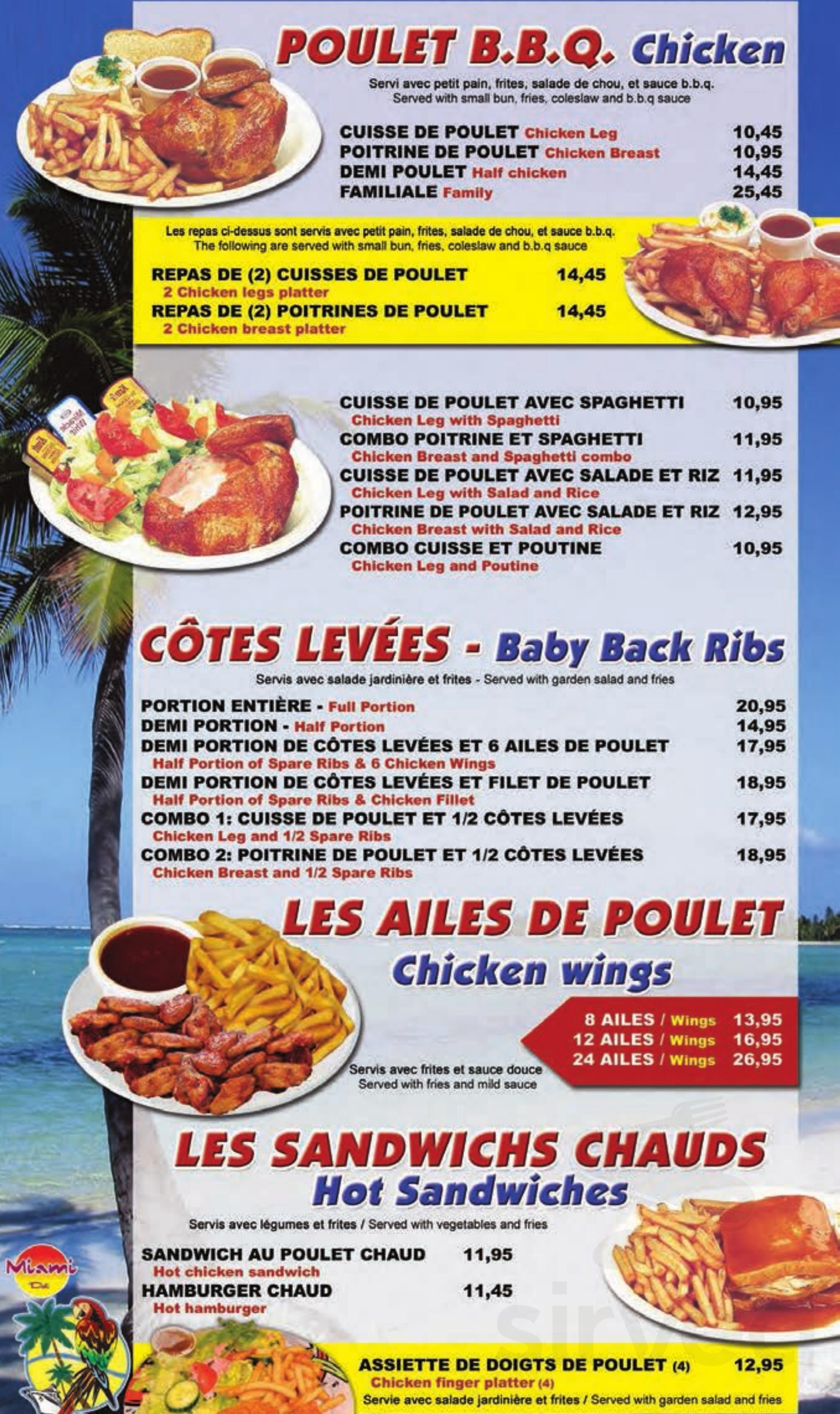 Restaurant Miami Déli menu in Montreal, Quebec H1W 1B5, Canada