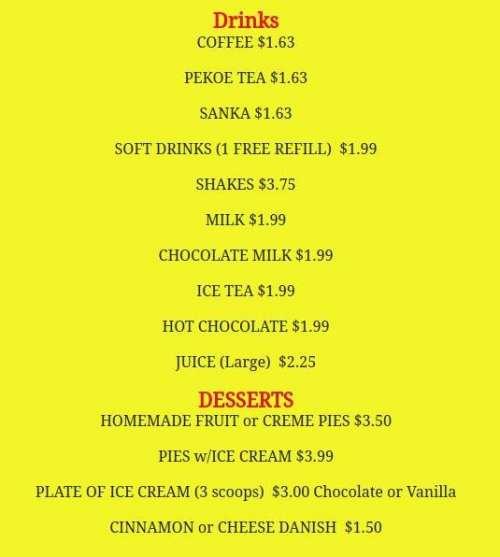 Yankee Kitchen Restaurant menu in Boardman, Ohio, USA