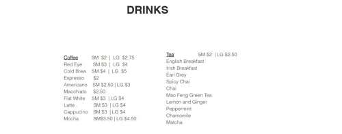 Clipper Coffee menu in The Bronx, New York, USA