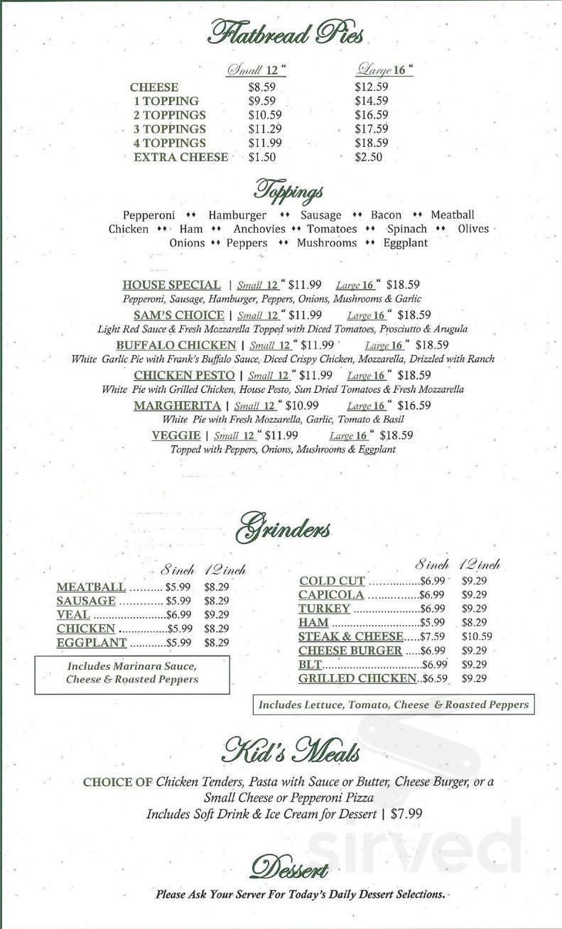 Menu - Suffield CT's The Sunset Tavern | Sirved