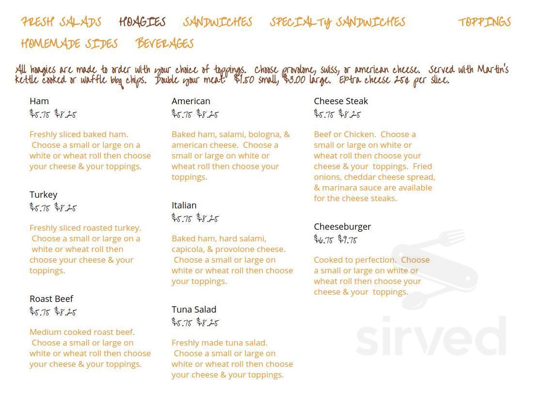 Market Street Deli menu in York, Pennsylvania, USA