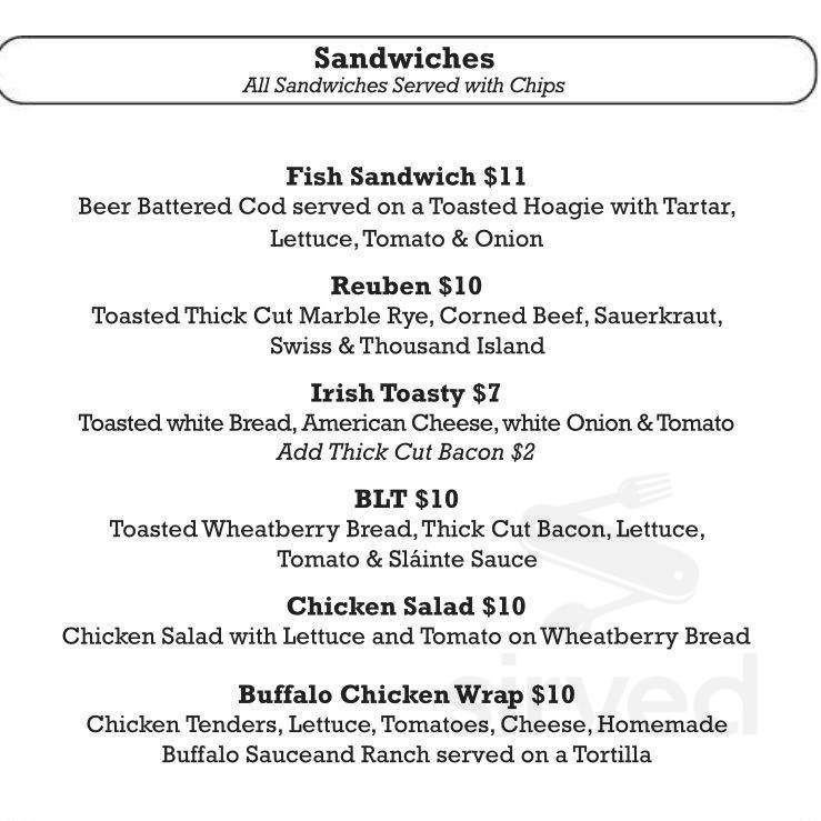 Slainte Public House menus in Georgetown, Kentucky, United States