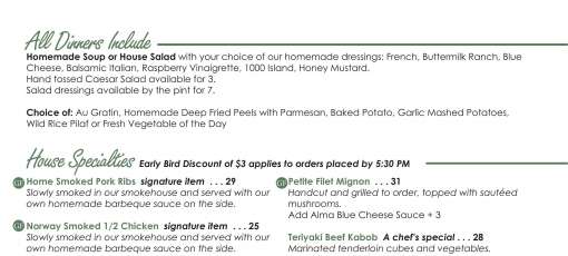 Menu for Norway Ridge Supper Club in Pequot Lakes, MN | Sirved