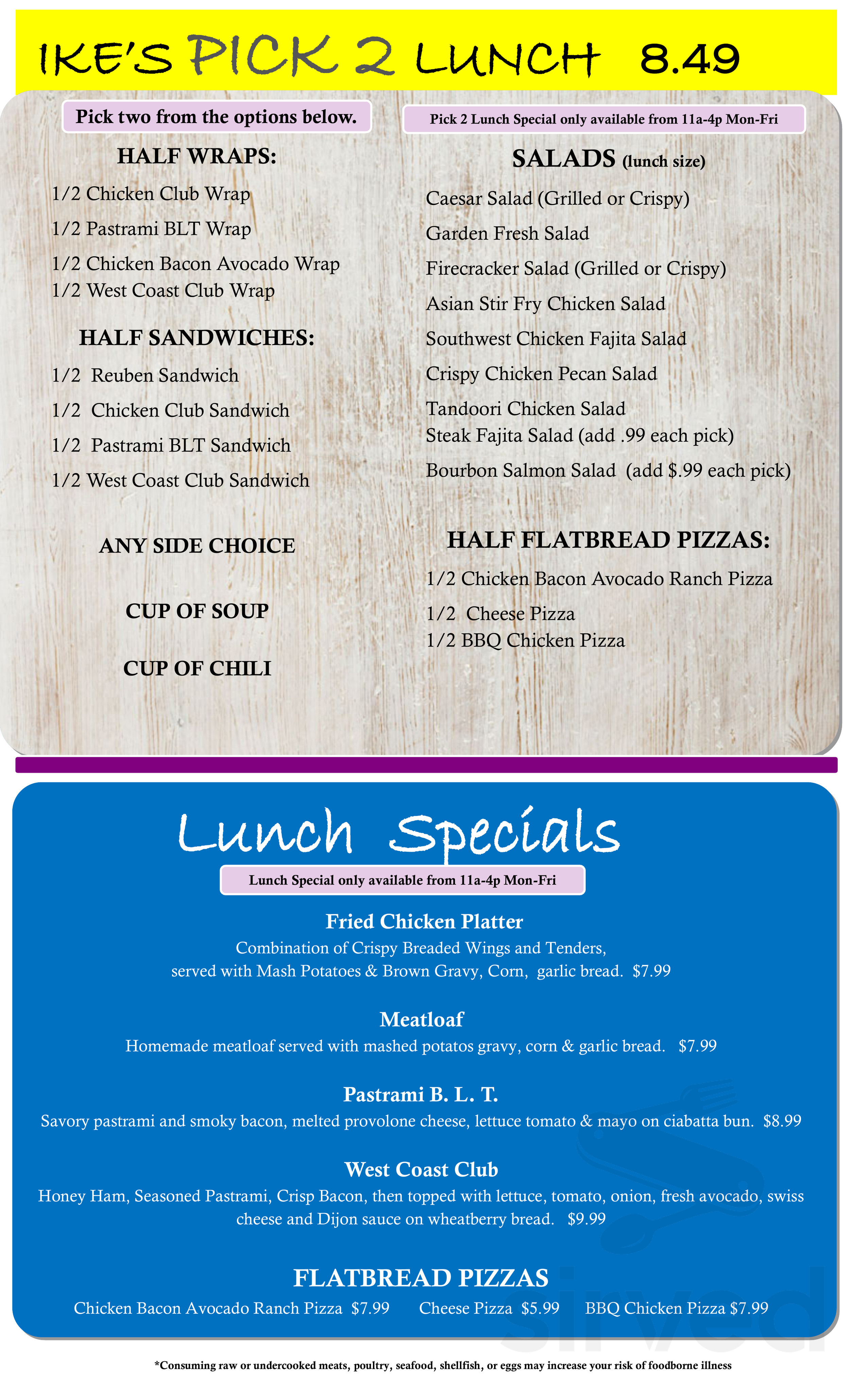 Ike's Place Bar & Grill menus in Abilene, Kansas, United States