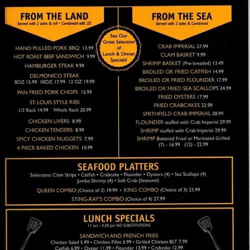 Sting-Ray's Restaurant menu in Cape Charles, Virginia, USA