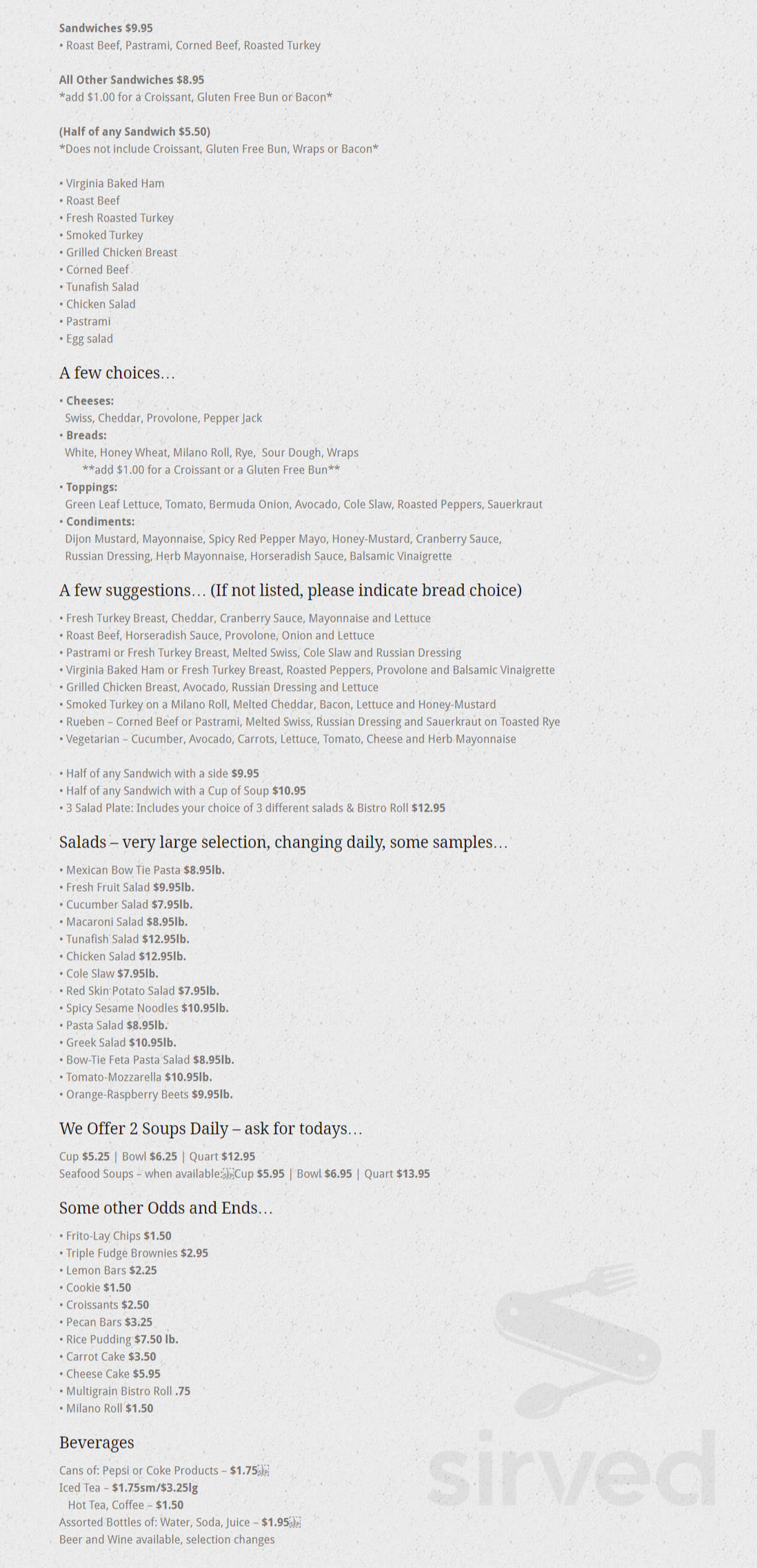 The Carving Board menu in Winston-Salem, North Carolina, USA