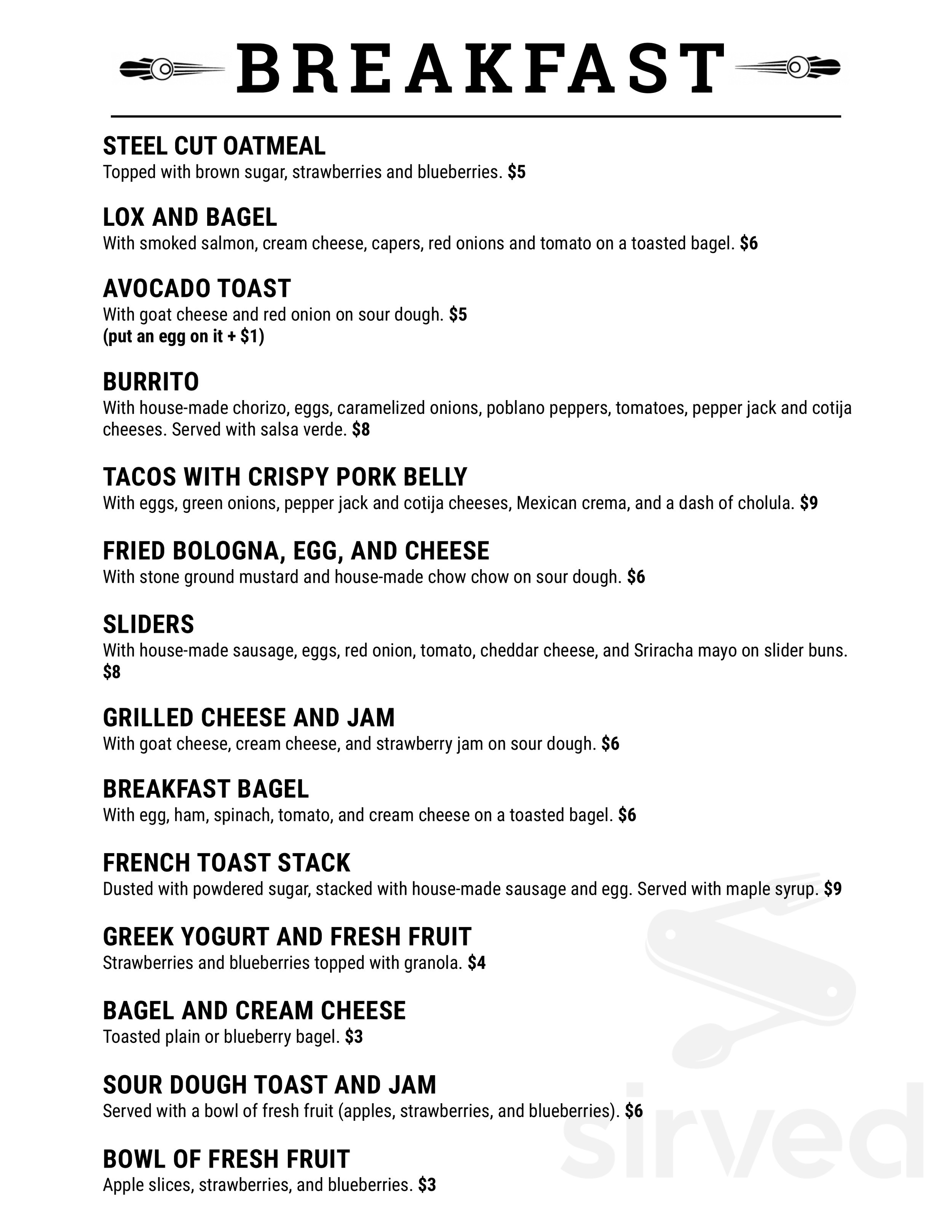 Menu for Speakeasy Cafe in Bryant, AK | Sirved