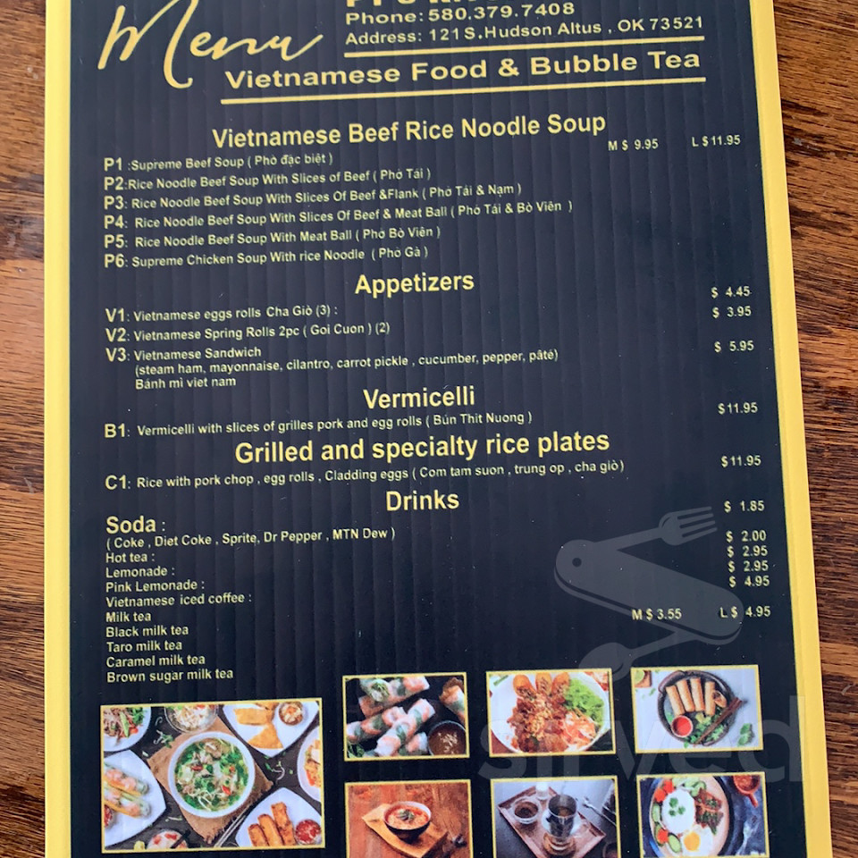 Menu - Altus OK's PT Kitchen and boba tea | Sirved