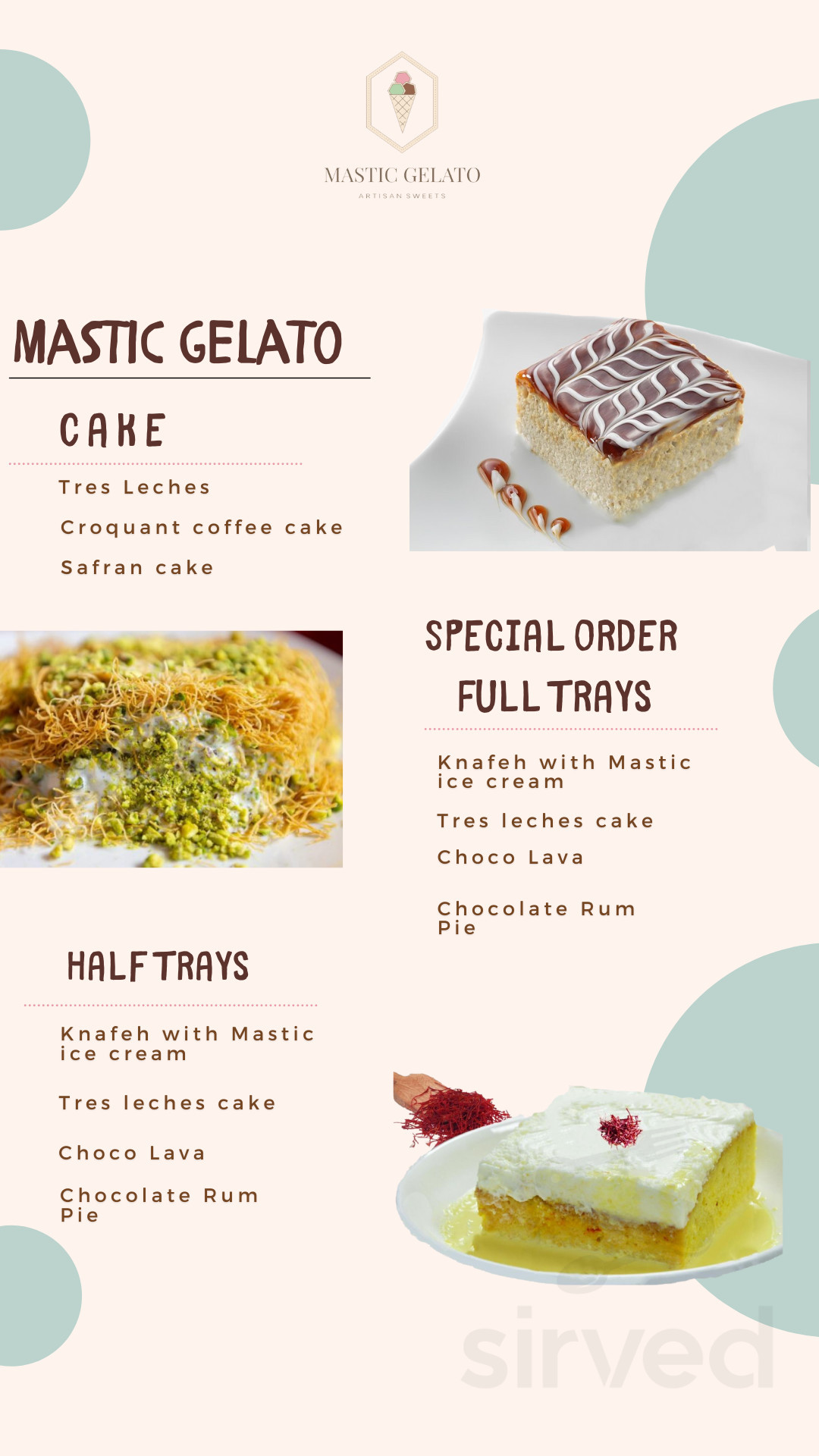 Mastic Gelato menu in Orland Park, Illinois, USA