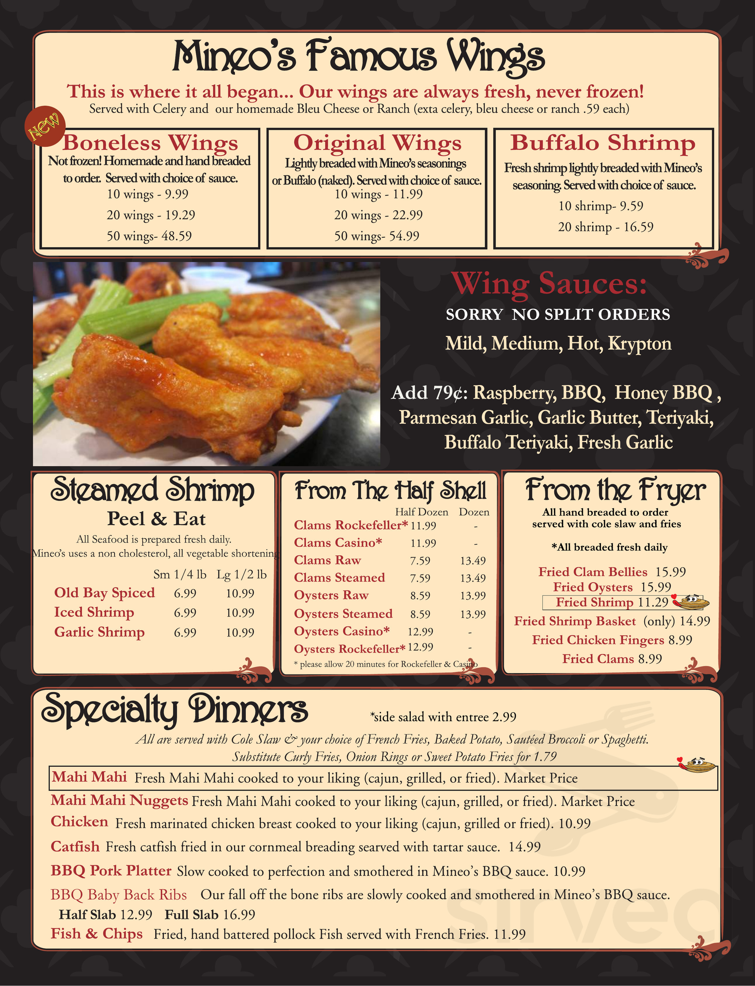 Mineo's menu in Davie, Florida, USA