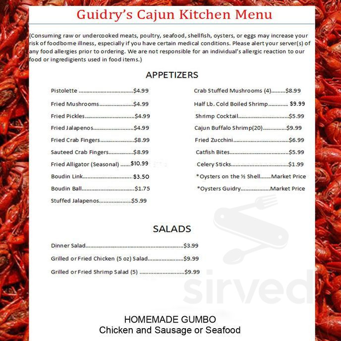 Guidry's menus in Deer Park, Texas, United States