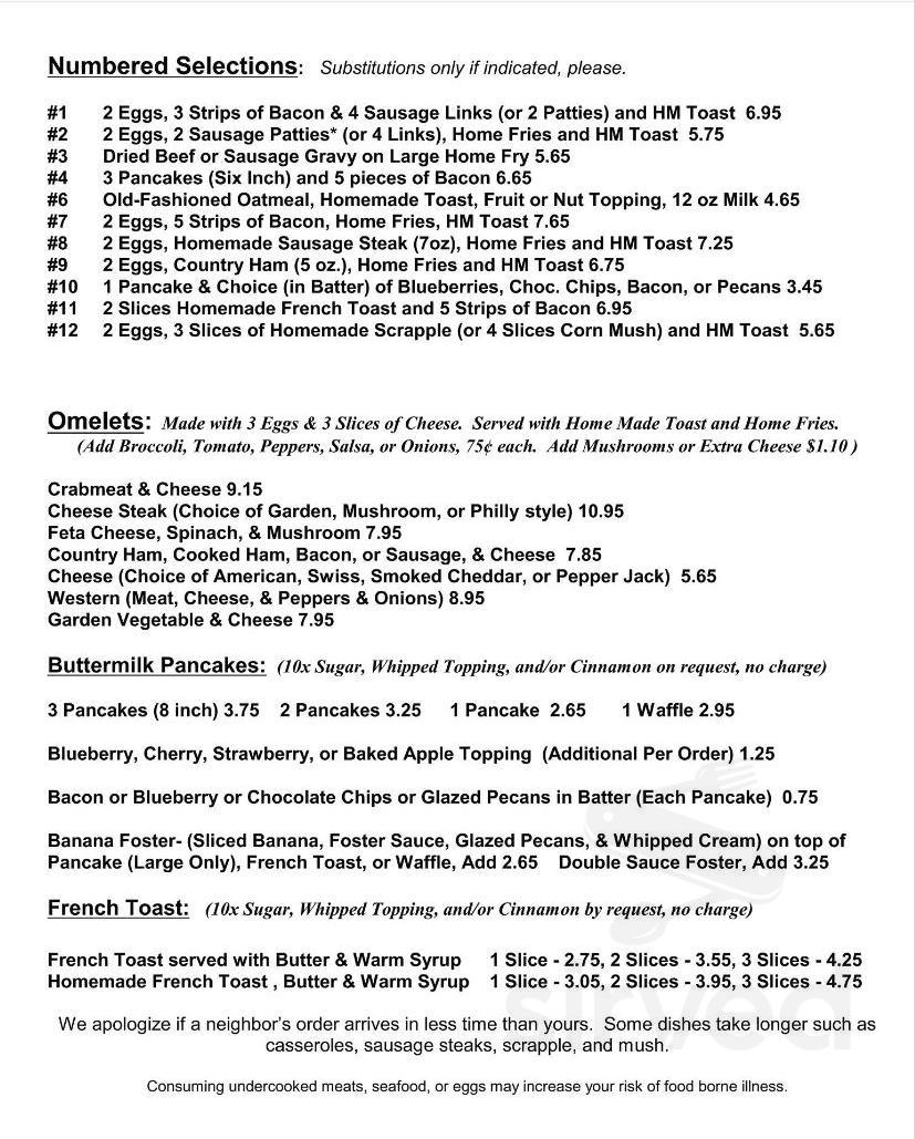 Menu for County Line Restaurant in Richfield, PA | Sirved