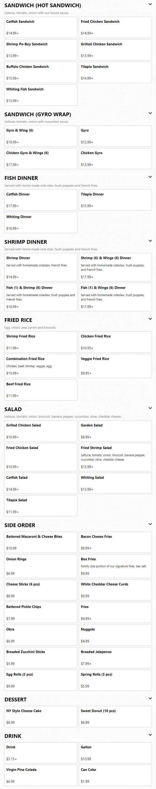 J Burger N WIngs menu in LaGrange, Georgia, USA