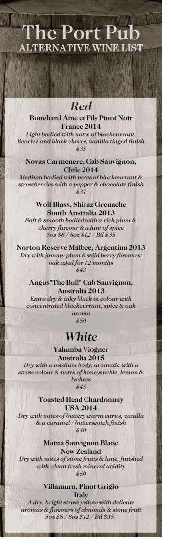 The Port Pub And Bistro menu in Port Williams, Nova Scotia, Canada