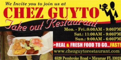Menu for Chez Guyto Take Out Restaurant in Miramar, FL | Sirved