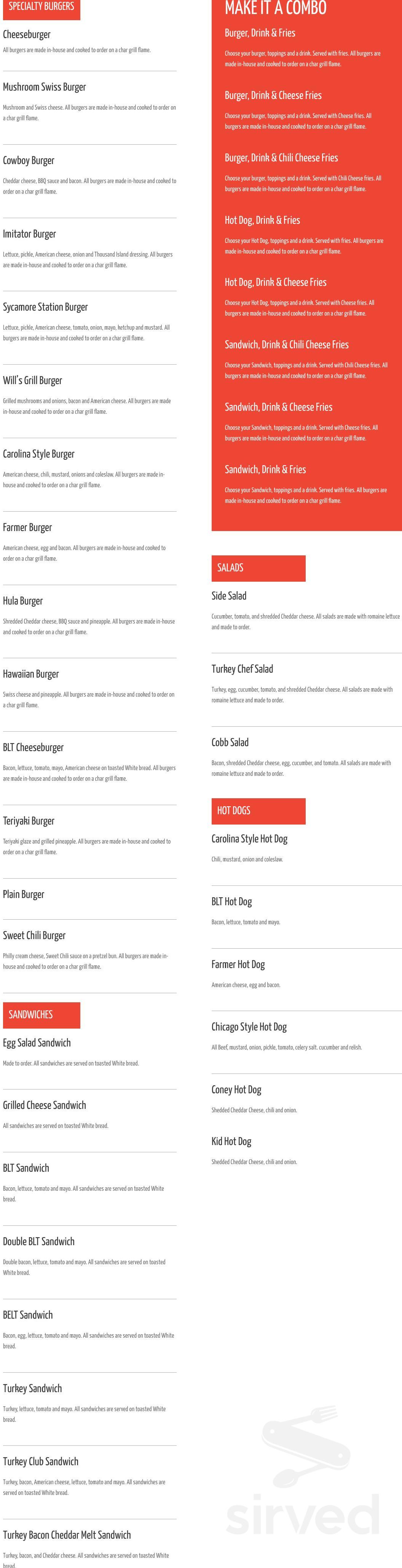 Will's Grill menu in Fayetteville, North Carolina, USA