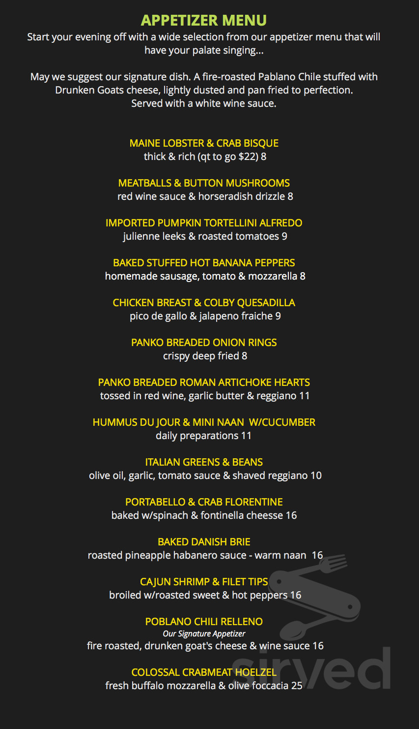 Menu for Cala Lily Restaurant and Bar in Gibsonia, PA | Sirved