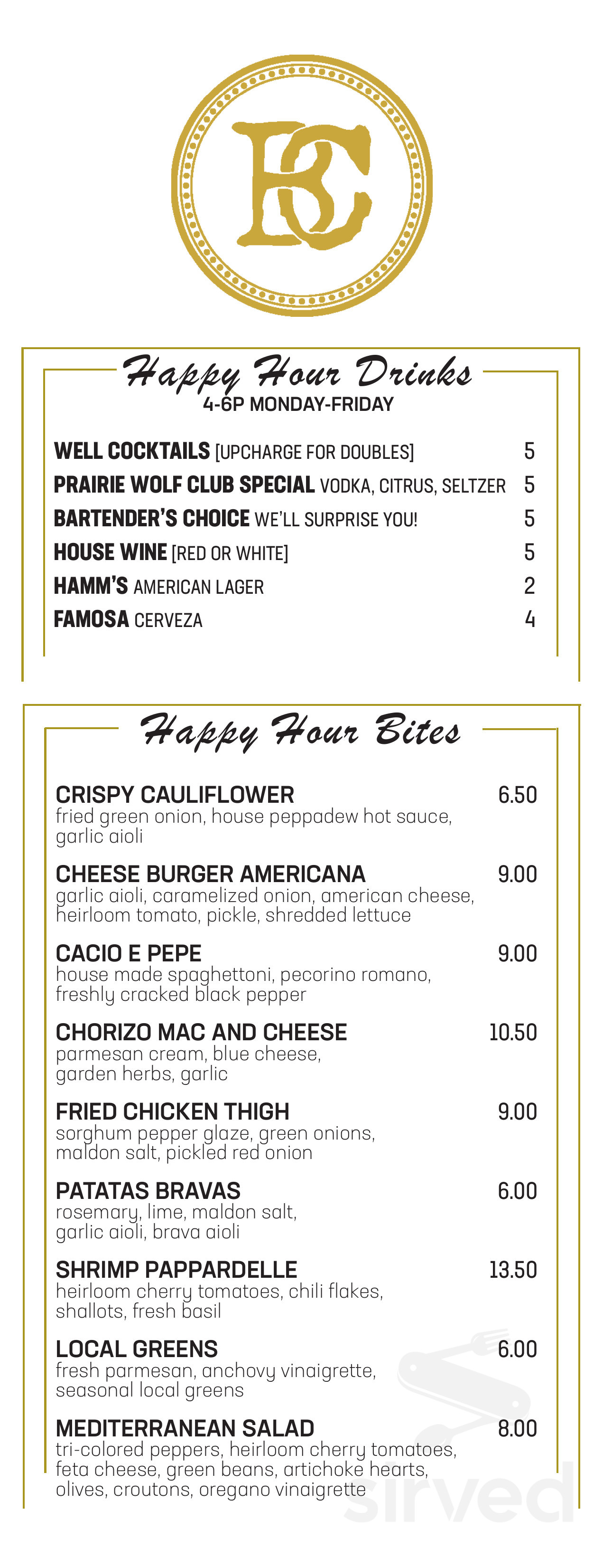 Bar Cicchetti menu in Oklahoma City, Oklahoma, USA