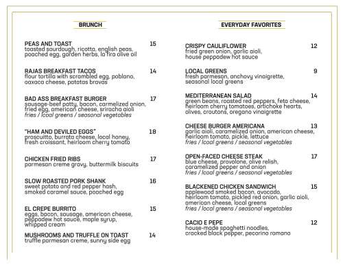 Bar Cicchetti menu in Oklahoma City, Oklahoma, USA