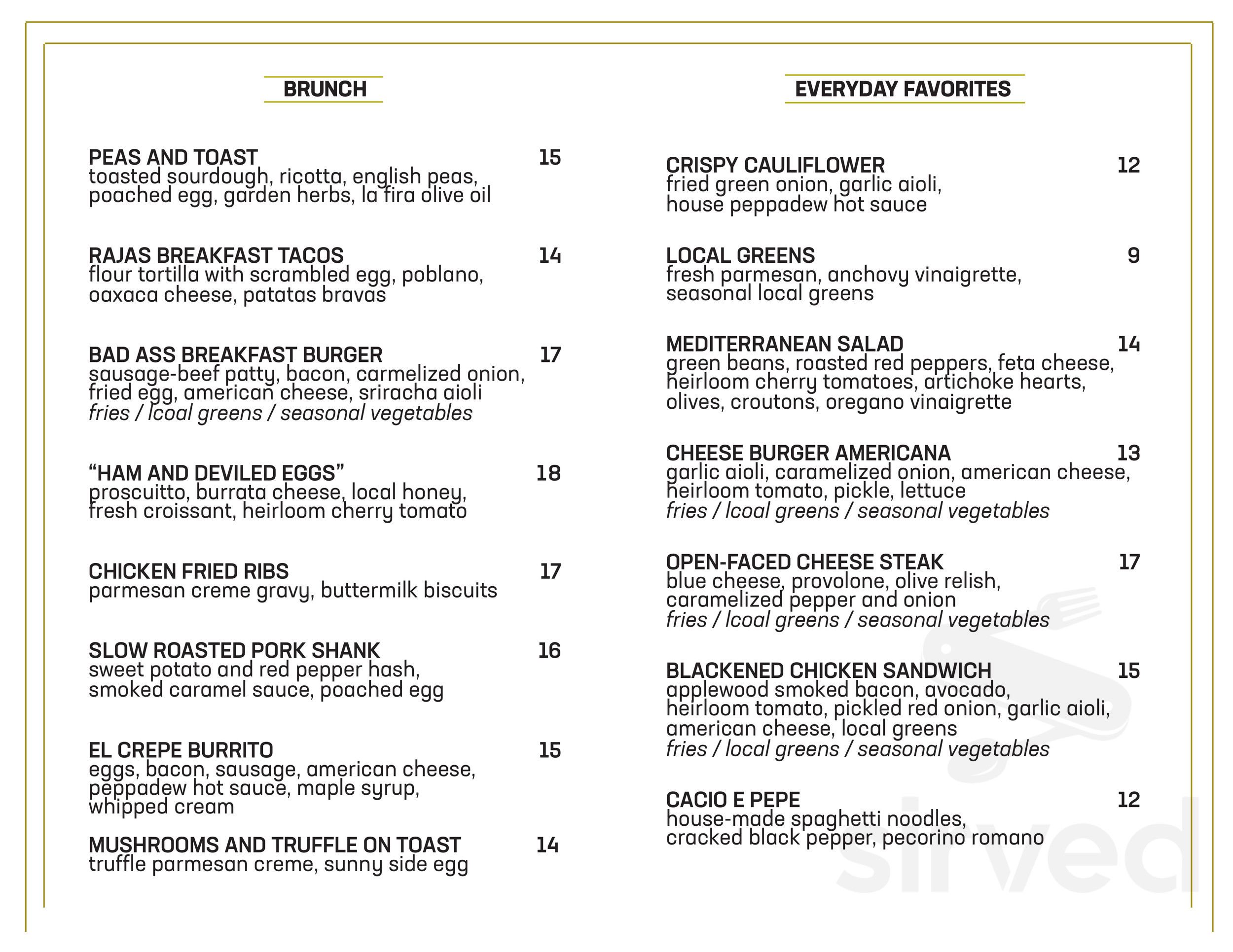 Bar Cicchetti menu in Oklahoma City, Oklahoma, USA