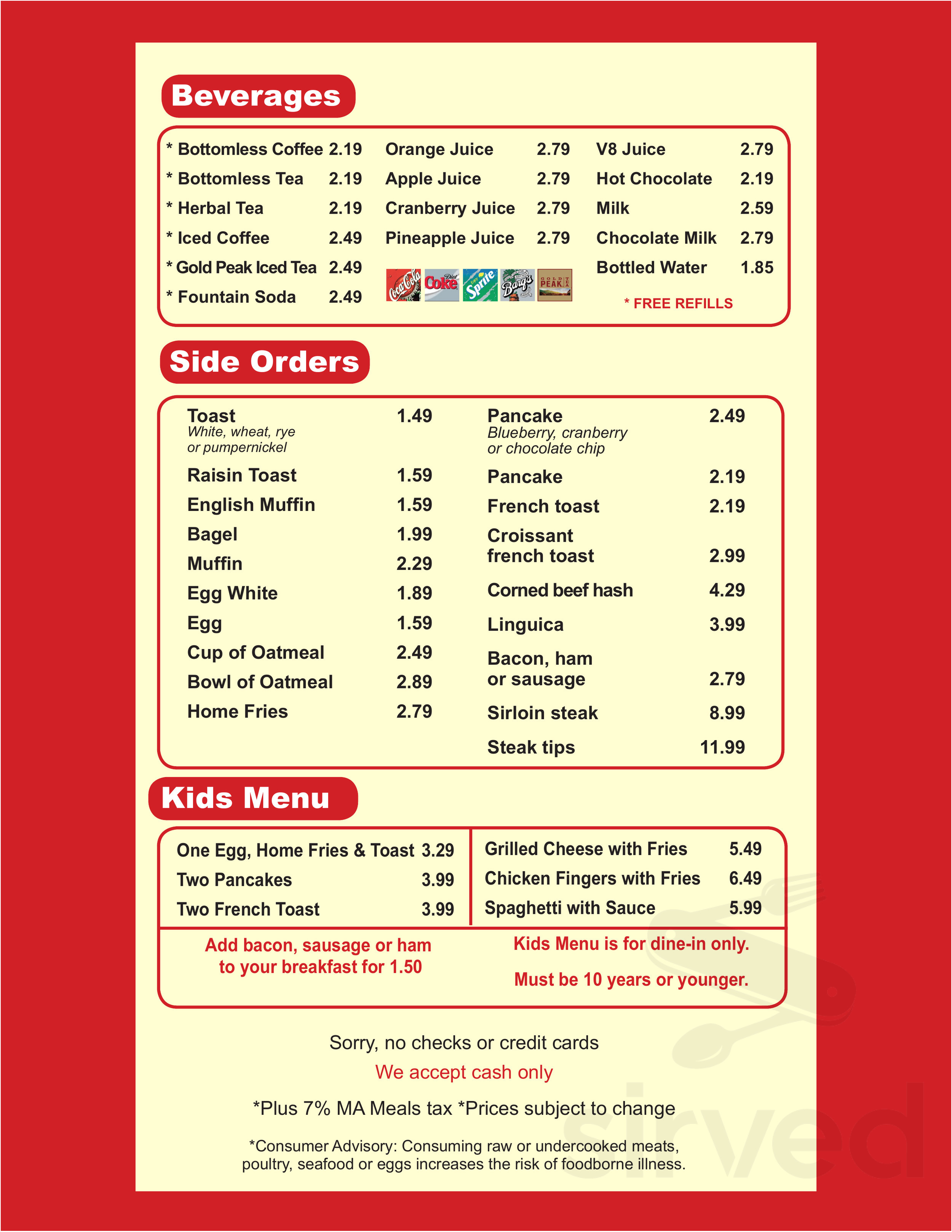 Miko's Cafe menu in Brockton, Massachusetts, USA