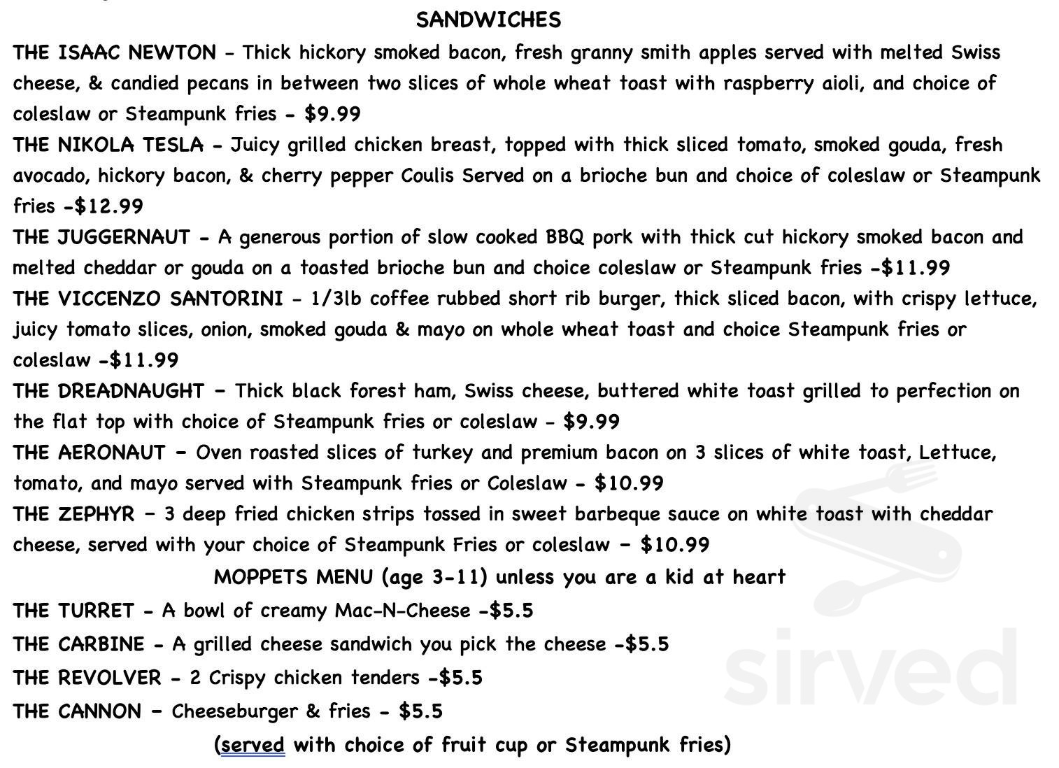 Menu - Port St. Lucie FL's Steamworks Coffeebar and Eatery | Sirved