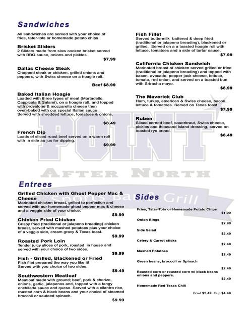 The Point After North menu in Flower Mound, Texas, USA