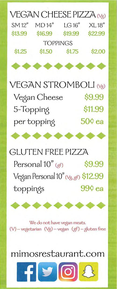 Mimo's Pizza Company menu in Windber, Pennsylvania, USA