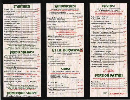 Mimo's Pizza Company menu in Windber, Pennsylvania, USA