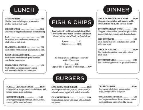 Longhouse Grill menu in Bala, Ontario, Canada