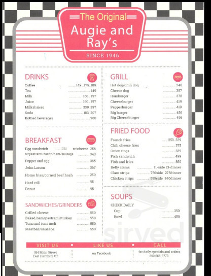 Augie & Ray's Drive In menus in East Hartford, Connecticut, United States