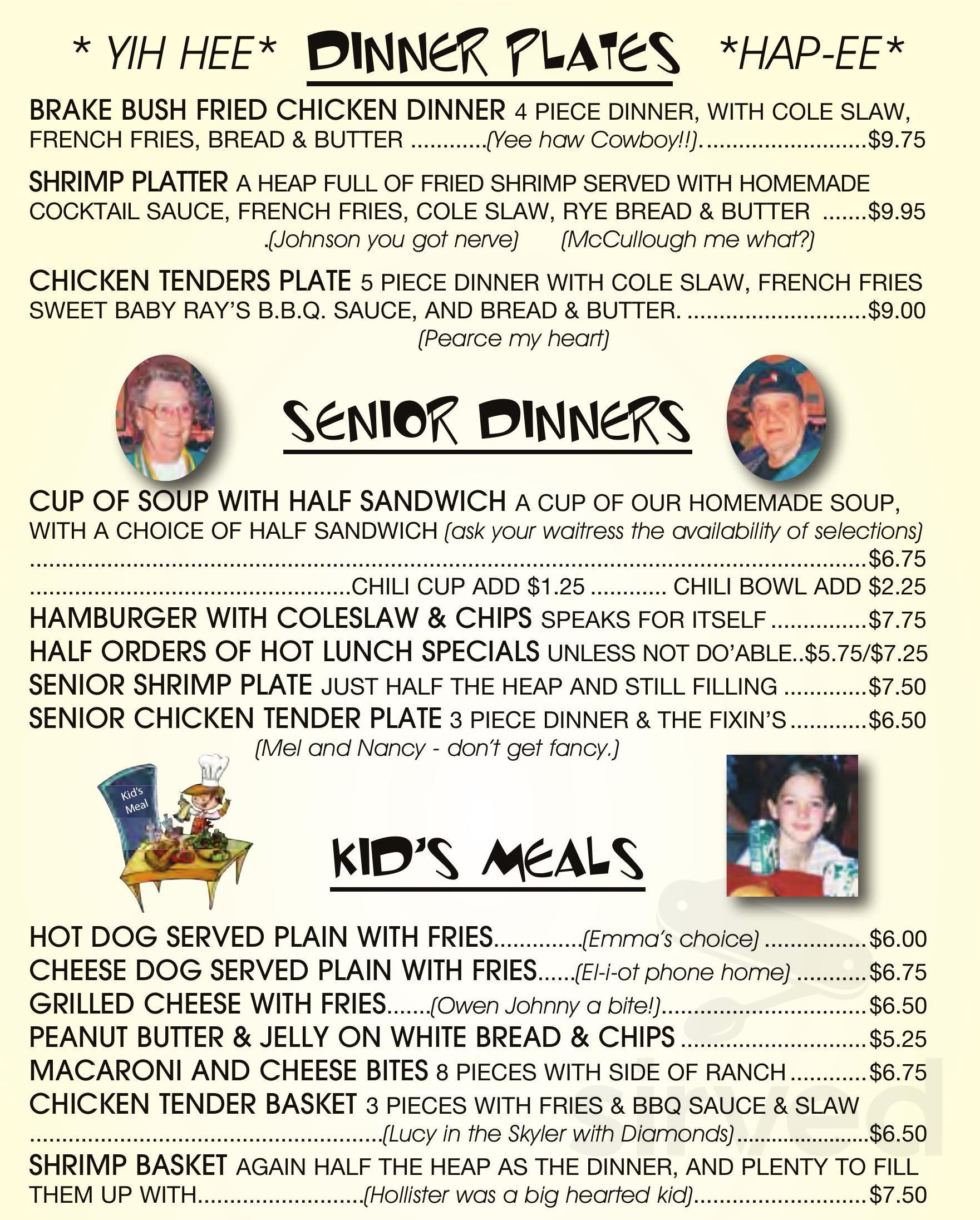 Daddy Maxwell's Diner & Cafe menu in Williams Bay, Wisconsin, USA
