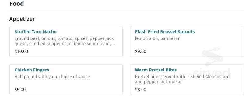 Six Mile Bridge Brewery menu in Maryland Heights, Missouri, USA