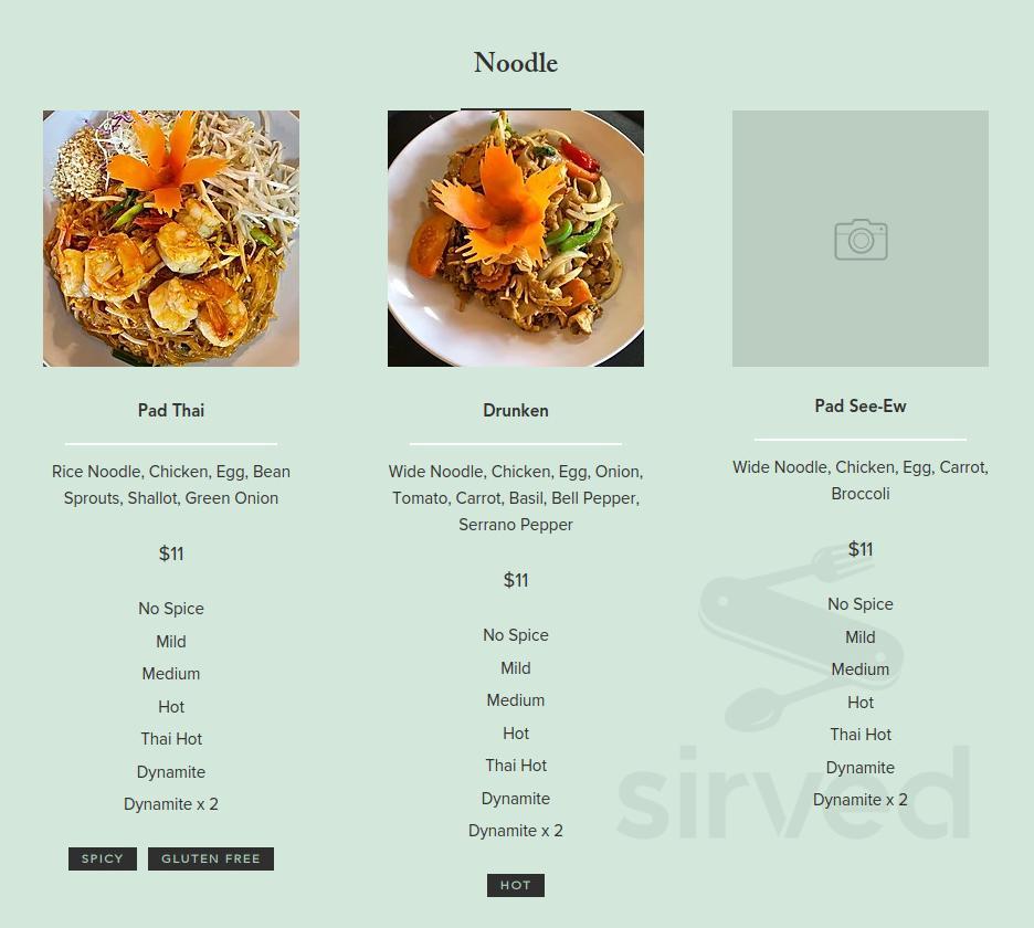 Zab Thai Food Kitchen menu in Fountain Hills, Arizona, USA