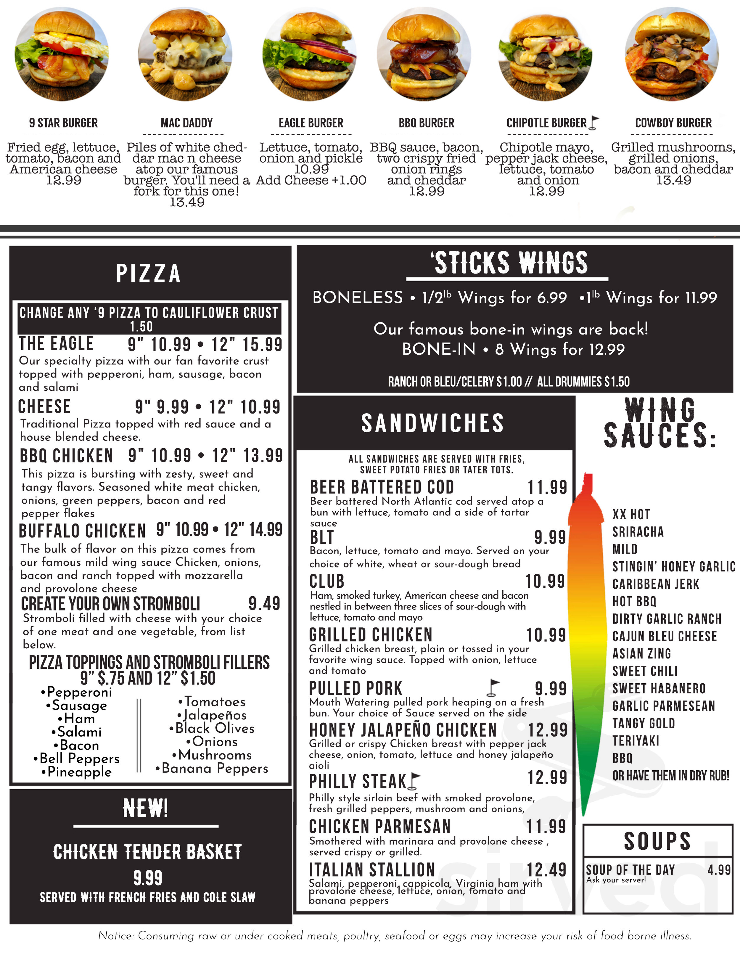Menu - Zanesville OH's Eaglesticks Golf Club | Sirved