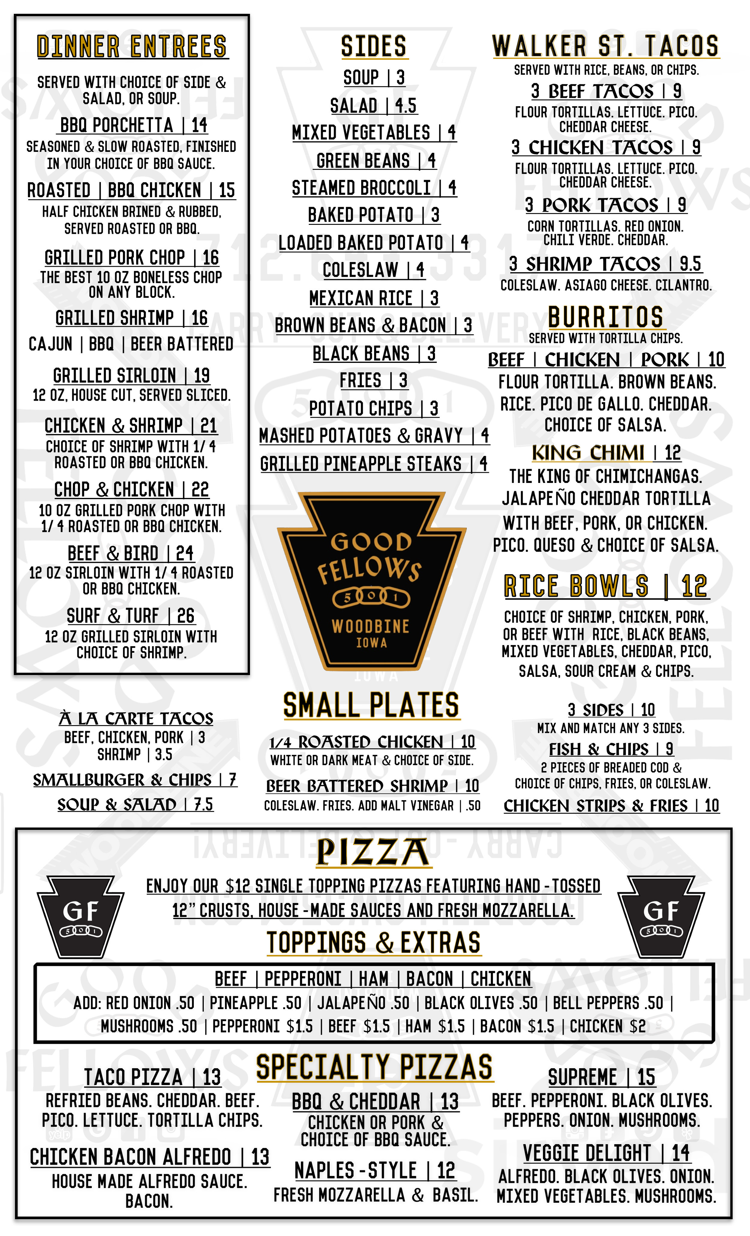 Menu - Woodbine IA's Good Fellows | Sirved