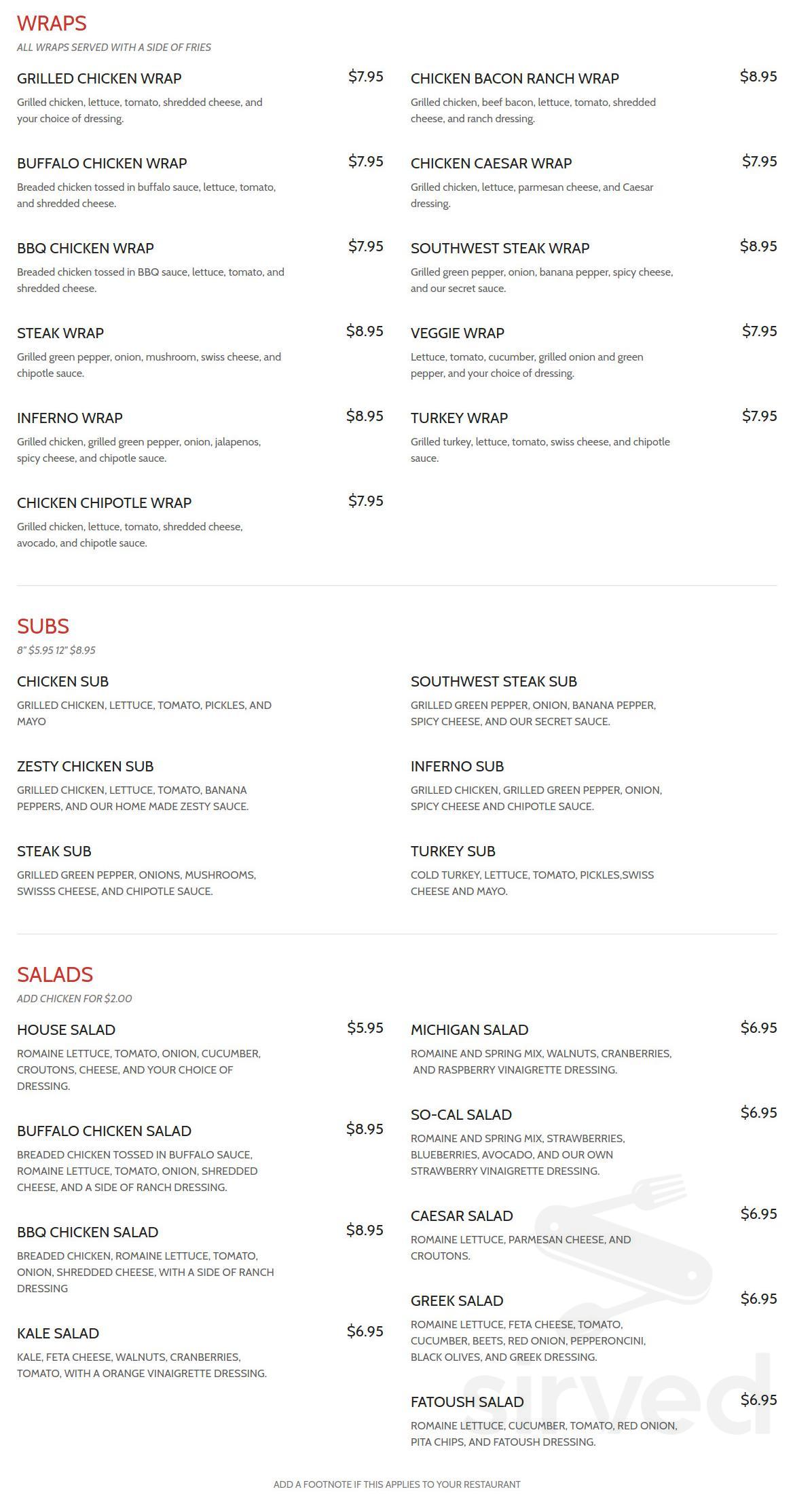 Wing Fellas menus in Dearborn, Michigan, United States