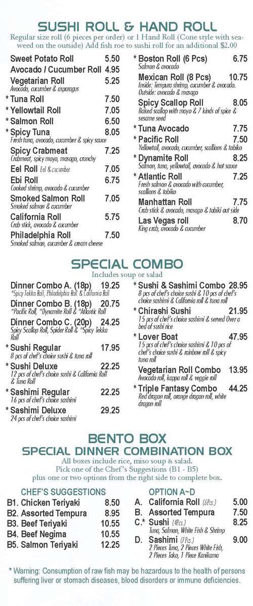 Seven Moons menu in Coventry, Rhode Island, USA