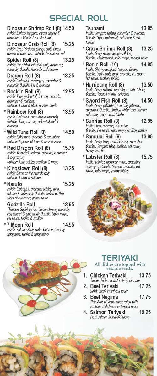 Seven Moons menu in Coventry, Rhode Island, USA