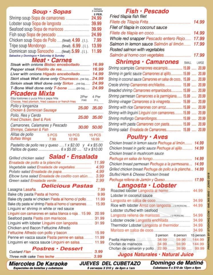 Que Sabrosura menu in The Bronx, New York, USA
