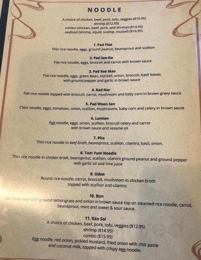 Menu - Algonquin IL's Ta Wan Thai Restaurant | Sirved