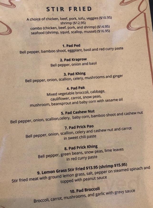 Menu - Algonquin IL's Ta Wan Thai Restaurant | Sirved