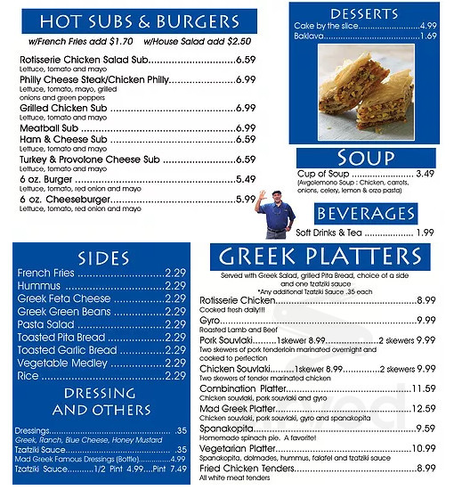 Mad Greek Grill menu in Kernersville, North Carolina, USA