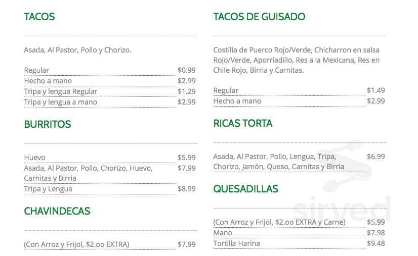 Castillos Supermarkets menus in Seattle, Washington, United States