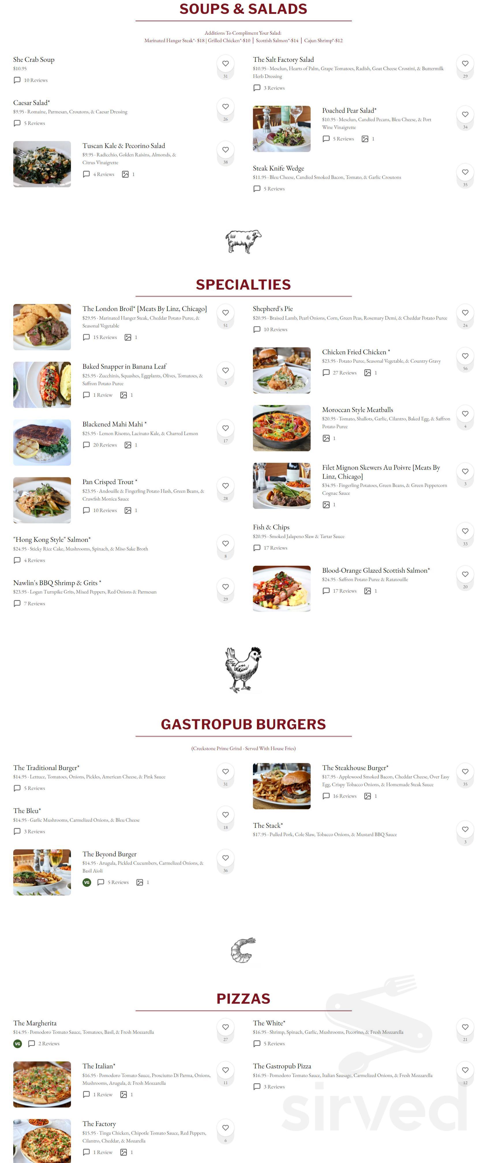 Menu for Salt Factory Pub (Huntsville) in Huntsville, Alabama, United ...