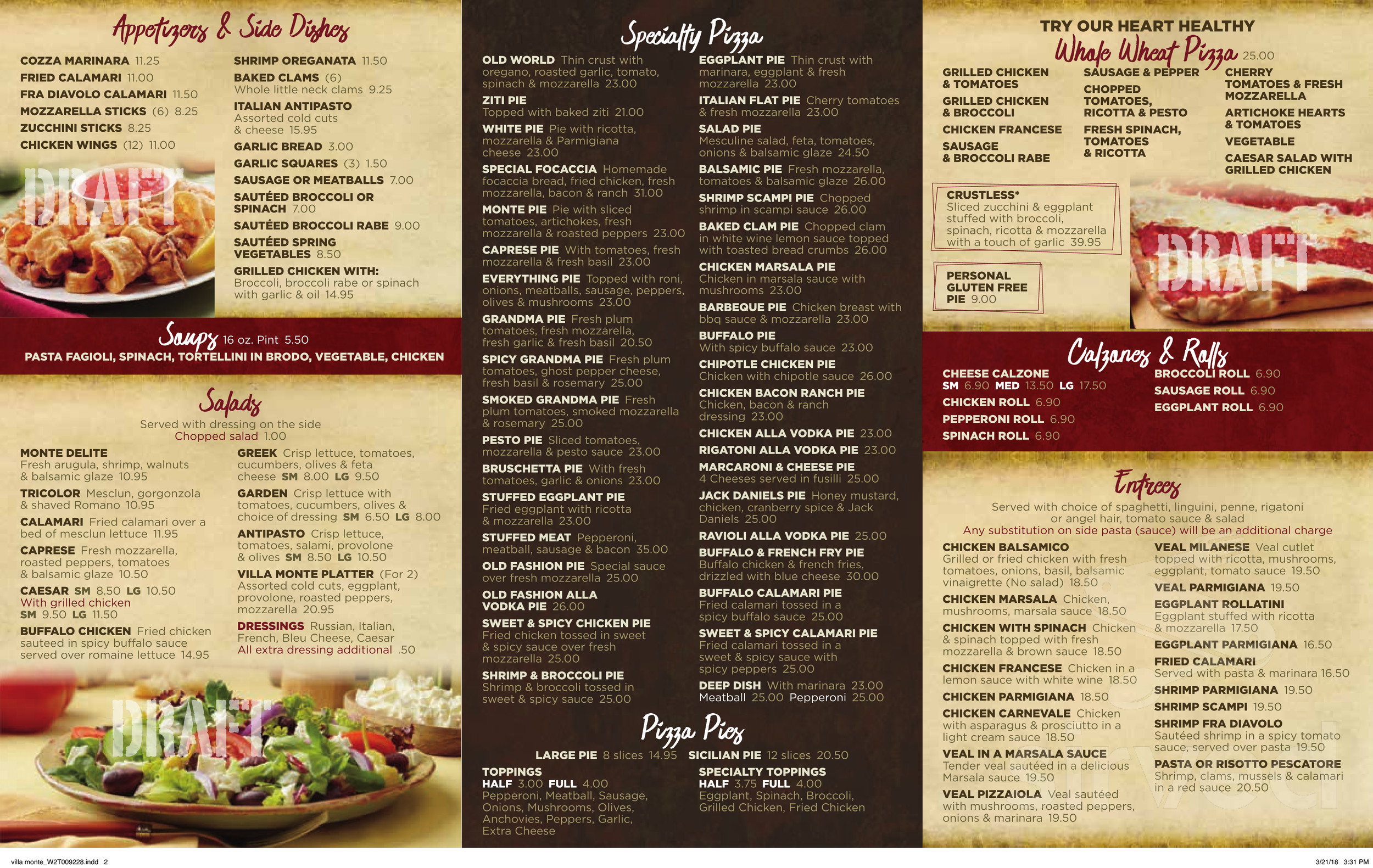 Menu for Villa Monte in Old Bethpage NY Sirved