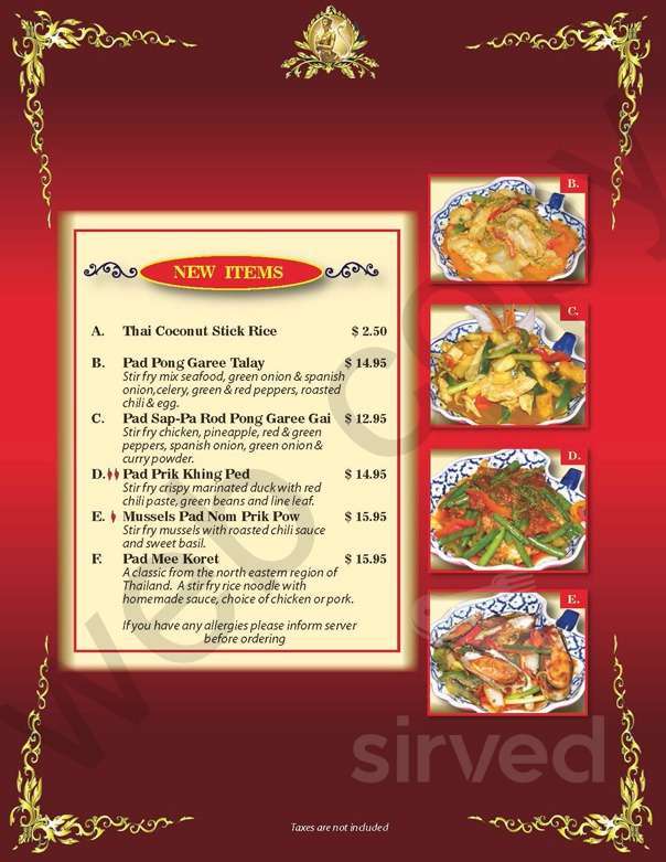 Menu - Cornwall ON's Thum's Kitchen | Sirved