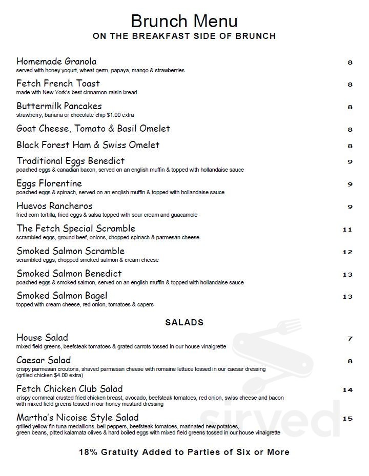 FETCH BAR & GRILL menu in Warwick, New York, USA