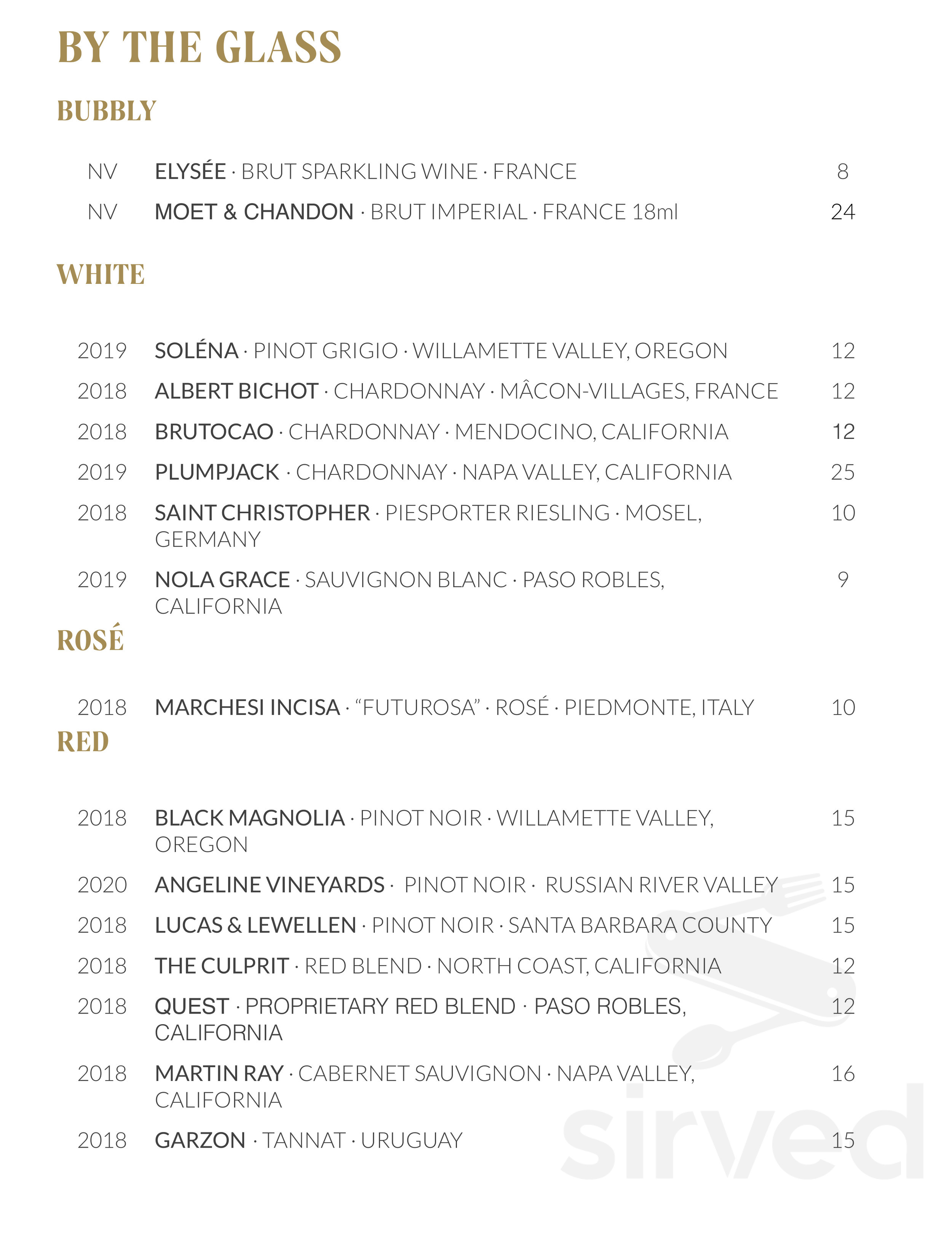 Parish Restaurant & Bar menu in Monroe, Louisiana, USA